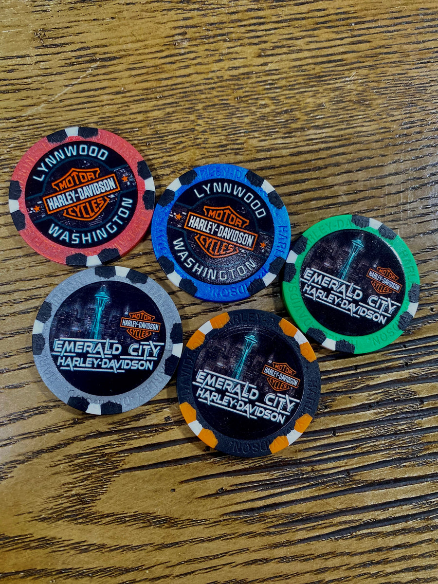 Emerald City Harley-Davidson® Poker Chips Set of 5 – Mt. Rainier Harley ...